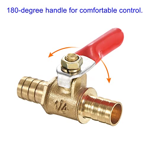 M METERXITY 2 Pack Pressure Valve - Water Control Valve, Non-Slip Handle Dual Barb Shut-off Valve, Apply to Outdoor/Garden/Swimming Pools(10mm x 10mm, Brass)