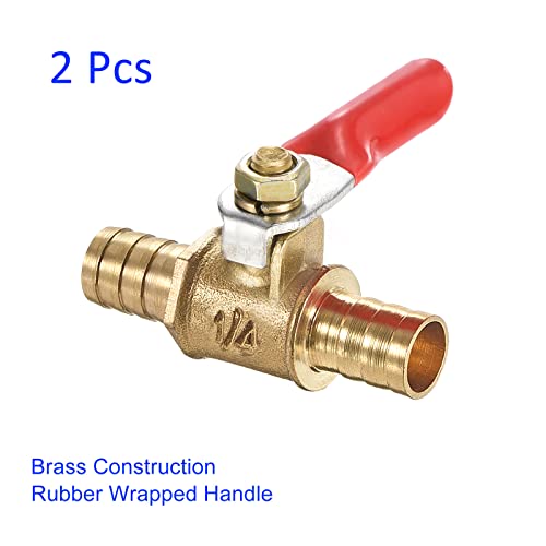 M METERXITY 2 Pack Pressure Valve - Water Control Valve, Non-Slip Handle Dual Barb Shut-off Valve, Apply to Outdoor/Garden/Swimming Pools(10mm x 10mm, Brass)