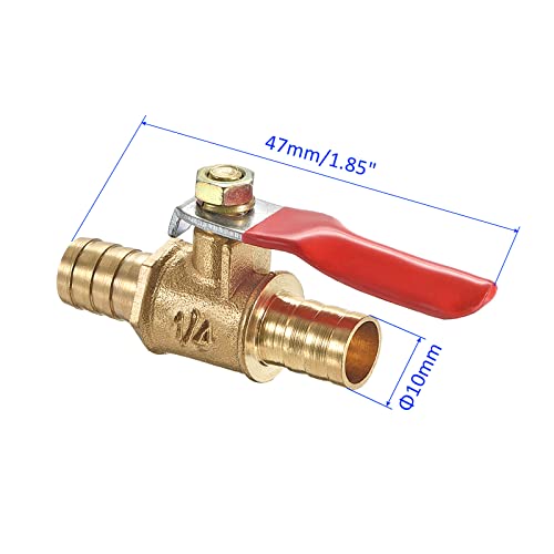 M METERXITY 2 Pack Pressure Valve - Water Control Valve, Non-Slip Handle Dual Barb Shut-off Valve, Apply to Outdoor/Garden/Swimming Pools(10mm x 10mm, Brass)