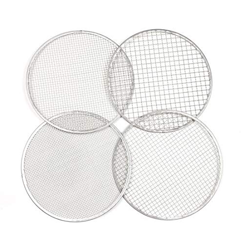 Practicool Garden Potting Mesh Sieve - Sifting Pan - Stainless Steel Riddle - Mix Soil Filter - with 4 Interchangeable Mesh Sizes - 3, 6 , 9, 12mm
