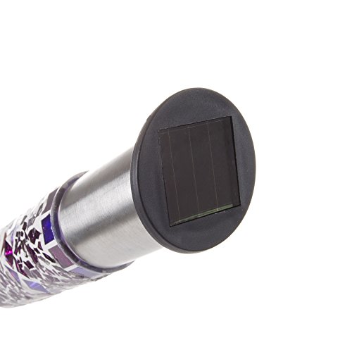 Solar Outdoor LED Light, Battery Operated Stainless Steel Mosaic Column Path and Walkway Lights For Landscape, Patio, Pathways by Pure Garden