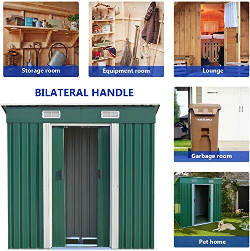 BAHOM Metal Outdoor Storage Shed 6X3.5 FT, Tool Shed Storage House with Sliding Door, Garden Tools Organizer with Vent, for Bike, Garbage Station, Utility, Lawn Backyard, Patio, Two Packages