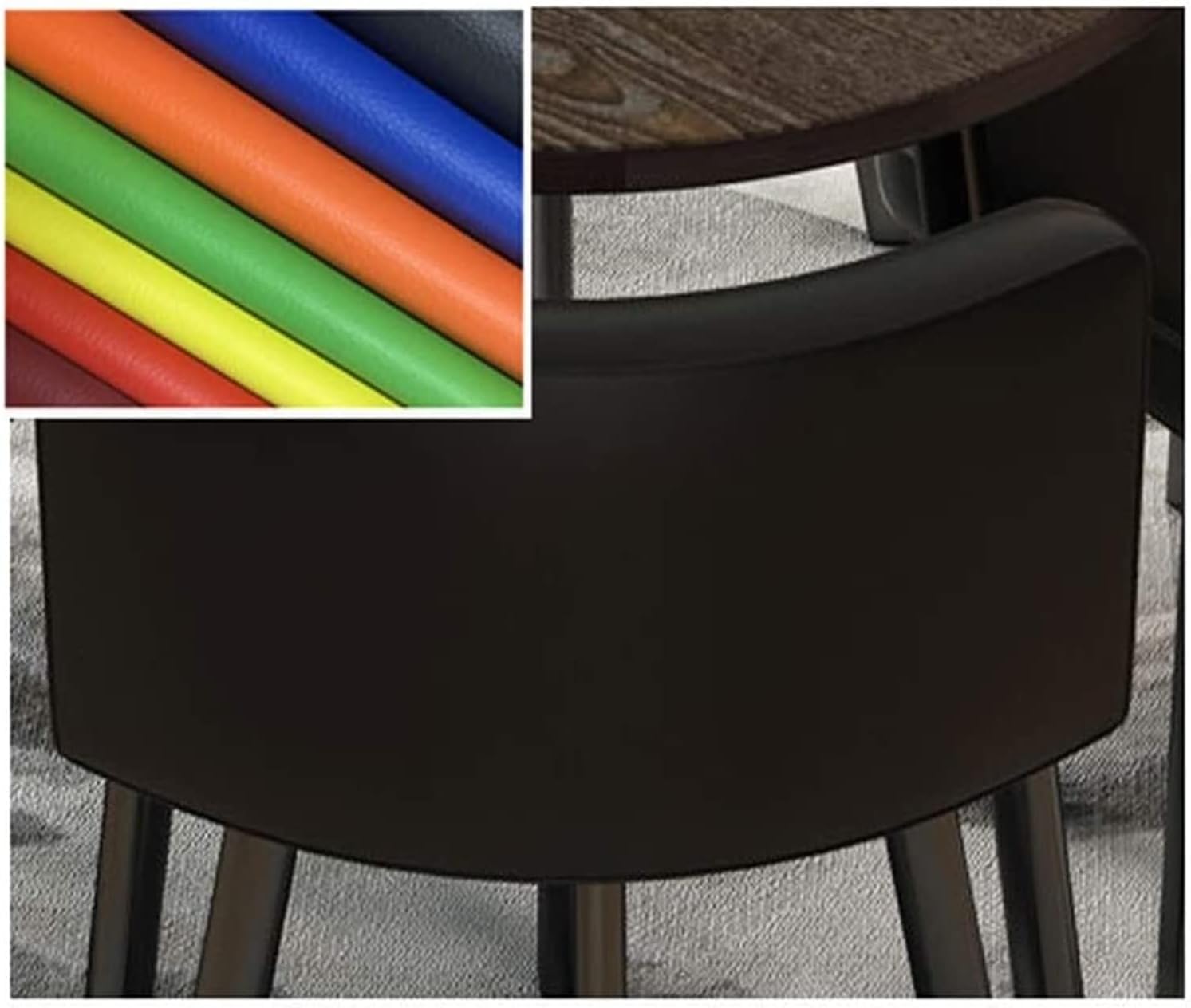 Office Reception Room Club Table and Chair Set Reception Table and Chair Combination Negotiation Table Office Shops Meetings Small Round Tables Office Conference Tables Black Leather