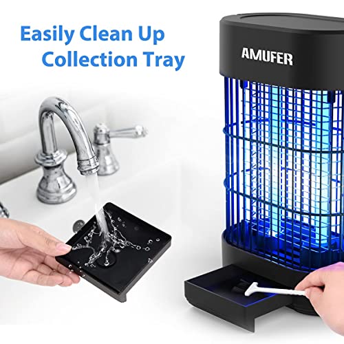 AMUFER Bug Zapper Indoor,Electric Mosquito Zapper with 16W UV Light,4000V Powerful Electric Shock Mosquito Trap, Fly Zapper(Black)