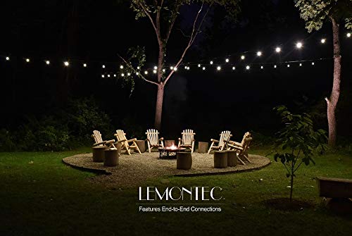 Lemontec Commercial Grade Outdoor String Lights with 15 Hanging Sockets - 48 Ft Black Weatherproof Cord Weatherproof Strand for Patio Garden Porch Backyard Party Deck Yard β S14 Black