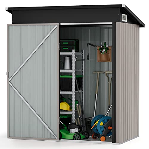 Aoxun 3.1 x 5.6 FT Outdoor Storage Shed - Storage Sheds Galvanized Metal Shed with Air Vent and Door, Tool Storage Backyard Shed Bike Shed, Tiny House Garden Tool Storage Shed for Backyard Patio Lawn