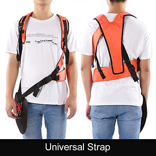 Tangxi Orange Comfort Trimmer Double Shoulder Strap,Y Shaped Nylon Harness for Brushcutters/Trimmers/Heavy Trimmers/Chainsaw,Soft and Adjustable Garden Brush Cutter Shoulder Strap