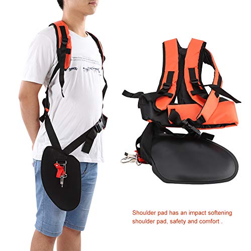Tangxi Orange Comfort Trimmer Double Shoulder Strap,Y Shaped Nylon Harness for Brushcutters/Trimmers/Heavy Trimmers/Chainsaw,Soft and Adjustable Garden Brush Cutter Shoulder Strap