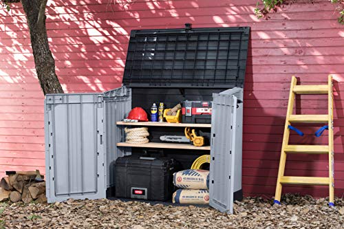 Keter 249317 Store it Out Nova Outdoor Garden Storage Shed, 32 x 71.5 x 113.5 cm, Light Grey with Dark Grey Lid