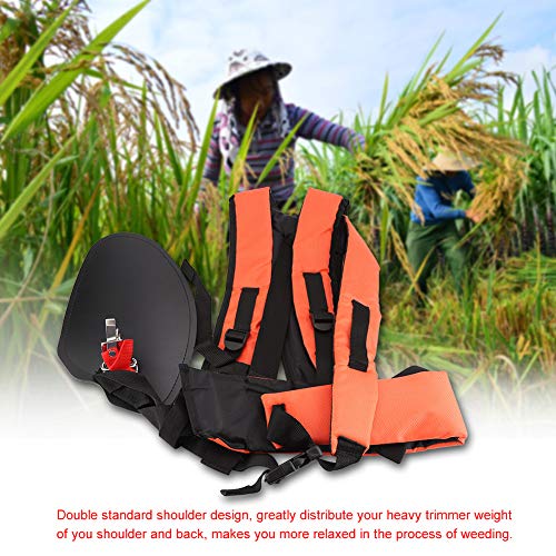 Tangxi Orange Comfort Trimmer Double Shoulder Strap,Y Shaped Nylon Harness for Brushcutters/Trimmers/Heavy Trimmers/Chainsaw,Soft and Adjustable Garden Brush Cutter Shoulder Strap
