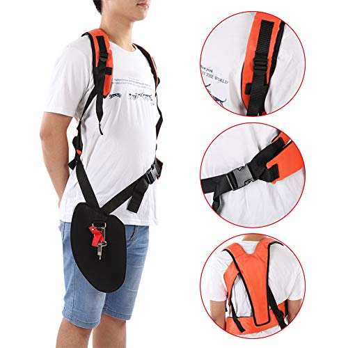 Tangxi Orange Comfort Trimmer Double Shoulder Strap,Y Shaped Nylon Harness for Brushcutters/Trimmers/Heavy Trimmers/Chainsaw,Soft and Adjustable Garden Brush Cutter Shoulder Strap