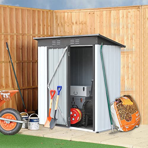 5ft x 3ft Outdoor Metal Storage Shed,Sun Protection, Waterproof Tool Storage Shed for Backyard, Patio, Lawn (Gray)
