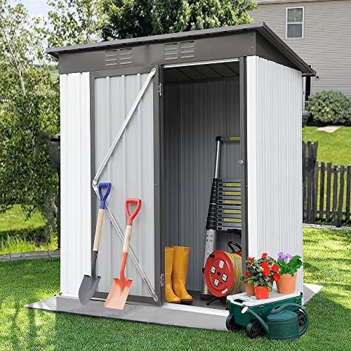 5ft x 3ft Outdoor Metal Storage Shed,Sun Protection, Waterproof Tool Storage Shed for Backyard, Patio, Lawn (Gray)