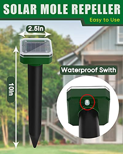SEEKBIT Ultrasonic Mole Repellent Solar Powered Sonic Mole Snake Gopher Vole Repellent Deterrent Spikes for Lawn Garden Yard, Groundhog Repeller, Waterproof (8 Pack)