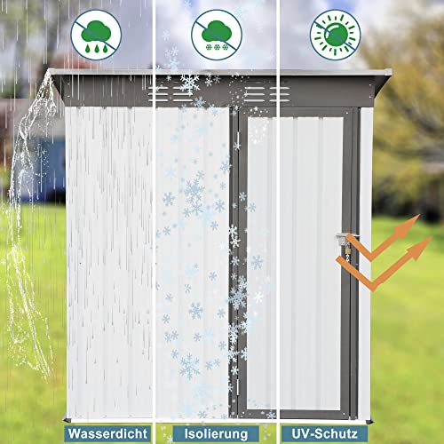 5ft x 3ft Outdoor Metal Storage Shed,Sun Protection, Waterproof Tool Storage Shed for Backyard, Patio, Lawn (Gray)