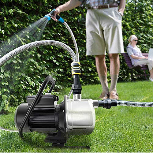 Lanchez 1.6 HP Shallow Well Pump Garden Pump,Portable Water Transfer Draining Irrigation Pump for Water Removal, Lawn Fountain Pump,Irrigation Pump 1162 GPH 147 Feet Height