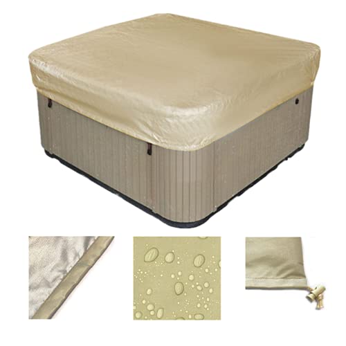 Aurragiy Square Hot Tub Cover Garden Hot Tub Spa Cover Replacement Waterproof UV Protected Rectangular Spa Cover Outdoor Spa Covers-Beige (87''Lx87''Wx12''H)