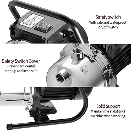 Lanchez 1.6 HP Shallow Well Pump Garden Pump,Portable Water Transfer Draining Irrigation Pump for Water Removal, Lawn Fountain Pump,Irrigation Pump 1162 GPH 147 Feet Height