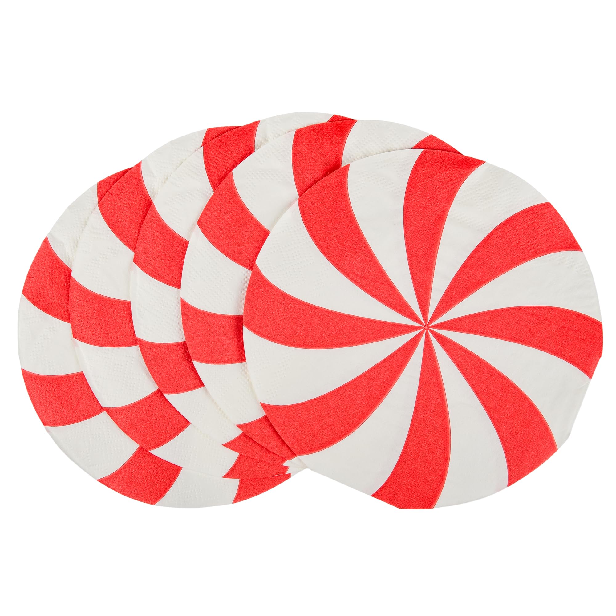 100Pcs Christmas Paper Napkins Peppermint Candy Disposable Napkins Round Lollipop Xmas Candy Party Tableware Decor Red White Cocktail Napkins for Winter Holiday Dinner Party Supplies