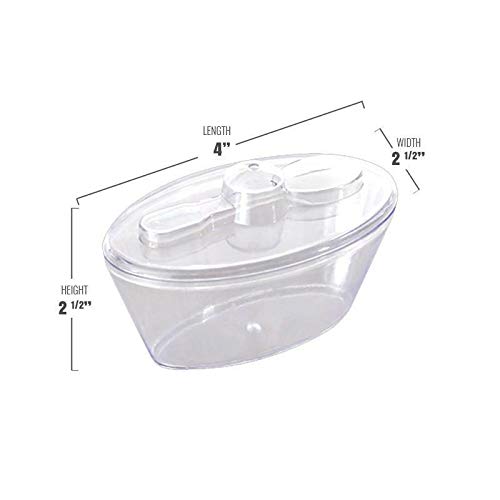 Kaya Plastic Oval Cups with Lids and Spoons - 4 oz. | Clear | 12 Sets (Pack of 2)