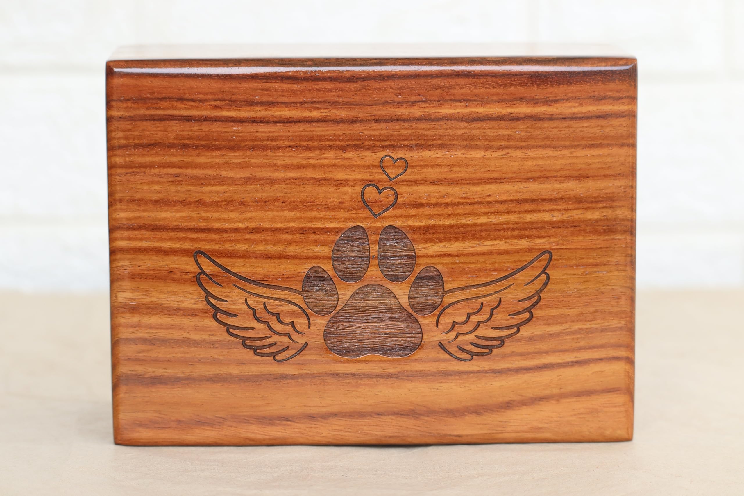 SUPER QUALITY HANDICRAFTS INDIA Wooden Urn Box For Pet Ashes | Wood Cremation Urns For Cat and Dog Ashes | Handmade Keepsake Urns | Funeral Urns With Bottom Opening System