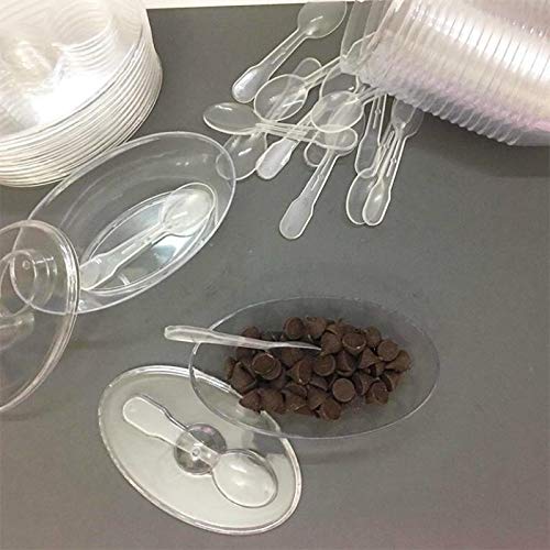 Kaya Plastic Oval Cups with Lids and Spoons - 4 oz. | Clear | 12 Sets (Pack of 2)