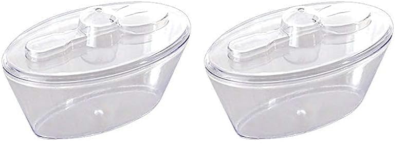 Kaya Plastic Oval Cups with Lids and Spoons - 4 oz. | Clear | 12 Sets (Pack of 2)
