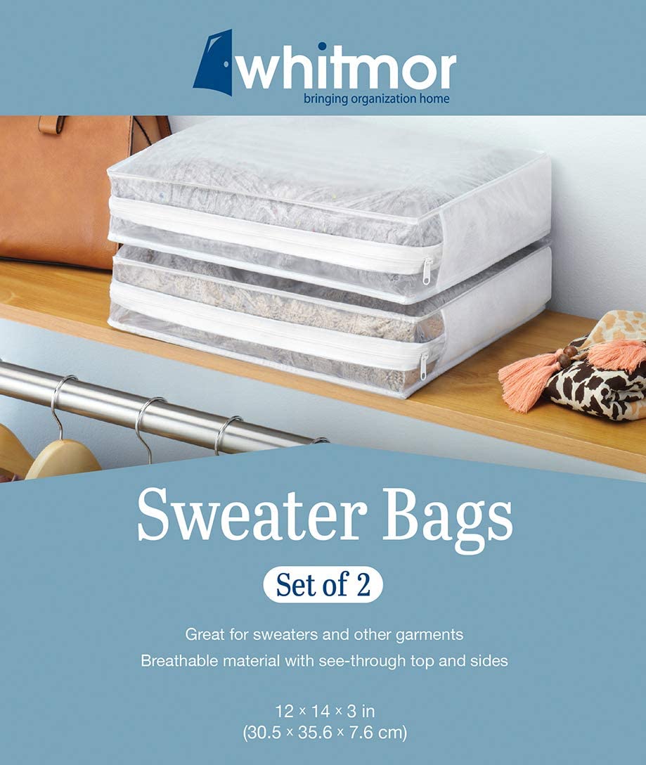 Whitmor Set of 2 Sweater Bag, White, 2 Count (Pack of 2)