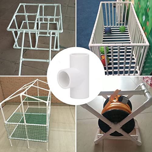 CEE 20 Pack 3 Way 1/2 Inch Tee PVC Fittings, 1/2inch SCH 40 PVC Pipe Fitting Adapter for Water Supplies Build PVC Furniture DIY Garden Shelf Greenhouse (Socket *Socket*Socket)