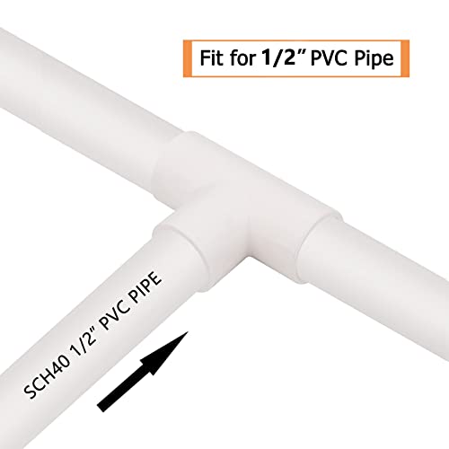 CEE 20 Pack 3 Way 1/2 Inch Tee PVC Fittings, 1/2inch SCH 40 PVC Pipe Fitting Adapter for Water Supplies Build PVC Furniture DIY Garden Shelf Greenhouse (Socket *Socket*Socket)