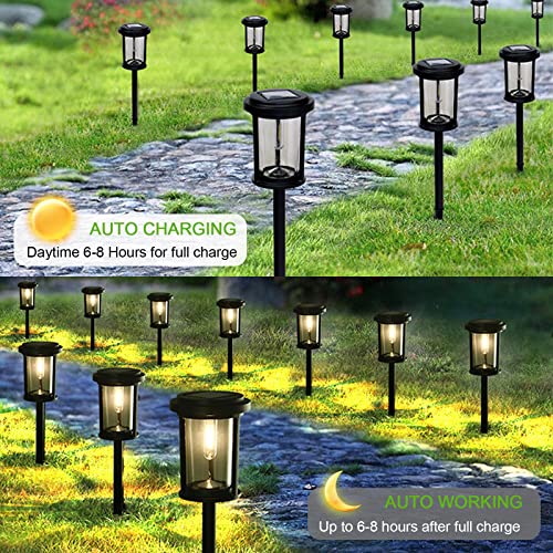 RM Family Waterproof Led Solar Outdoor Lights - Auto On/Off Solar Garden Lights Large Capacity Battery Long-Lasting Solar Pathway Lights High Brightness Driveway Lights 4 Packs