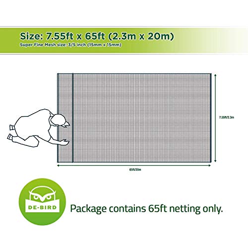 De-Bird Bundle Includes: Scare Tape - Reflective Tape and Heavy Duty Bird Netting to Keep Away Woodpecker, Pigeon, and Protect Plants & Fruit Trees
