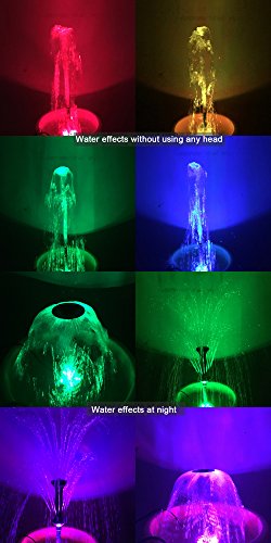 COODIA 730GPH Submersible Pump Fountain with RGB Color Changing Ring Water Patterns Decoration Garden Pond Landscape 2800L/H, 110V/55W