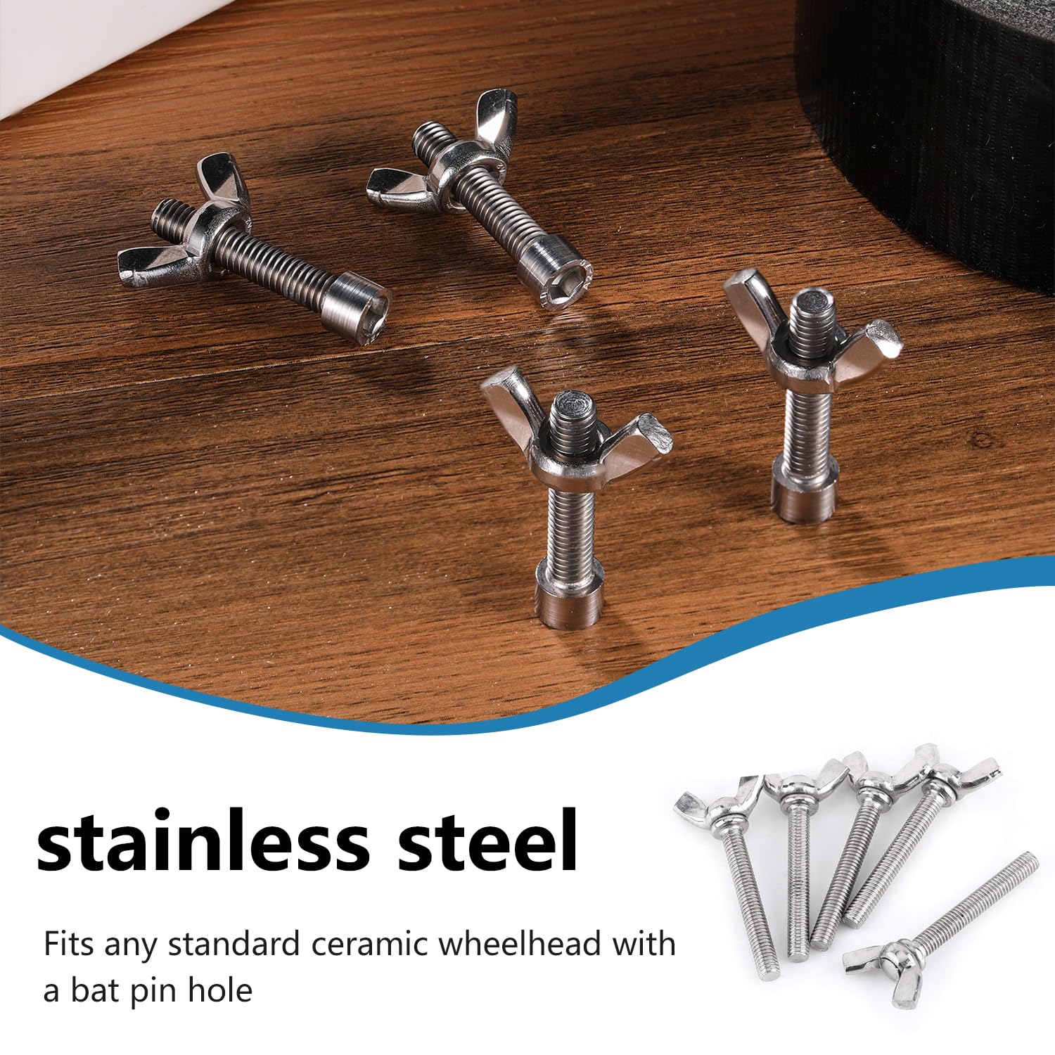 Sthmeyue Bat Pins-Fits with Any Standard Wheel Head Ceramic Bat-Pottery Wheel Bat (Set of 4 Bolts and 4 Wing Nuts)