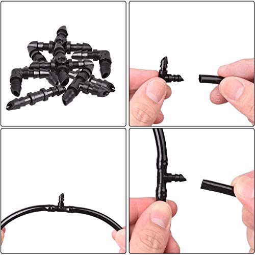 Irrigation Fittings Kit for 1/4" Tubing Drip Irrigation Barbed Connectors Lawn Gardens Flower Beds Herbs Gardens Drip Systems