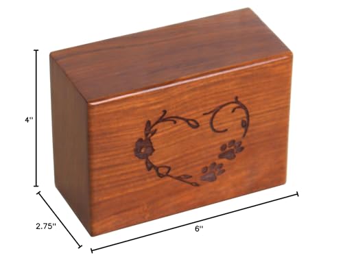 SUPER QUALITY HANDICRAFTS INDIA Wooden Urn Box For Pet Ashes | Handmade Rosewood Keepsake Urns (6 x 4 x 2.75)