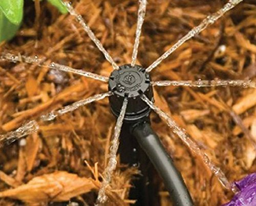 AKOAK 25/50 Pcs 360 Degree Adjustable Water Flow Irrigation Drippers on Stake Emitter Drip System,Model, Home & Garden Store for 4mm /7mm Tube(25pc)