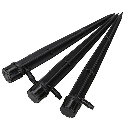 AKOAK 25/50 Pcs 360 Degree Adjustable Water Flow Irrigation Drippers on Stake Emitter Drip System,Model, Home & Garden Store for 4mm /7mm Tube(25pc)