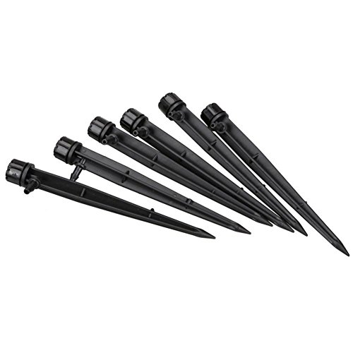 AKOAK 25/50 Pcs 360 Degree Adjustable Water Flow Irrigation Drippers on Stake Emitter Drip System,Model, Home & Garden Store for 4mm /7mm Tube(25pc)