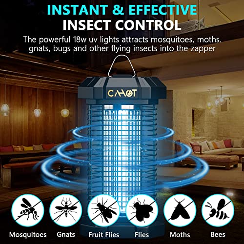 Cahot Bug Zapper, Indoor & Outdoor 4200V Mosquito Zapper, Weatherproof Fly Killer with 10ft Extra Long Cable & Metal Cage, Pest Control Device for Home, Kitchen, Backyard, and More