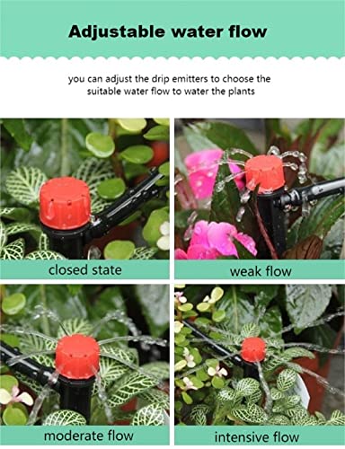 La Farah 50pcs Drip Irrigation Emitters for 1/4" Irrigation Tubing,Adjustable 360 Degree Irrigation Dripper with 1/4" Barbed Coupling Fittings,Garden Drip Emitters for (4-7mm) Watering System Kit