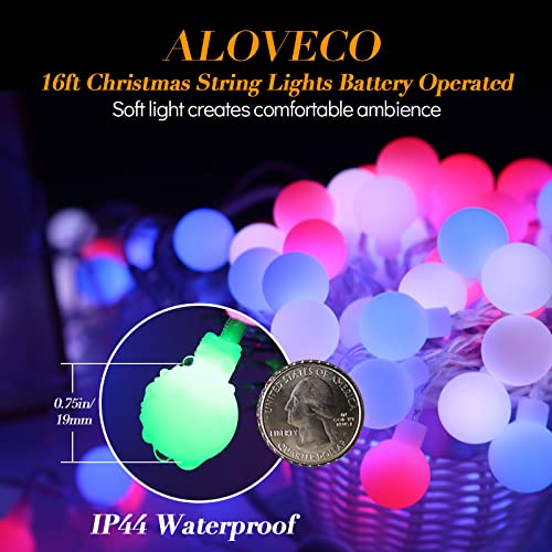 ALOVECO LED String Lights 16ft 50 LED Battery Operated String Lights Color Changing with Remote Waterproof Globe Starry Fairy Lights for Outdoor Indoor Bedroom Garden Christmas Halloween Party(RGB)