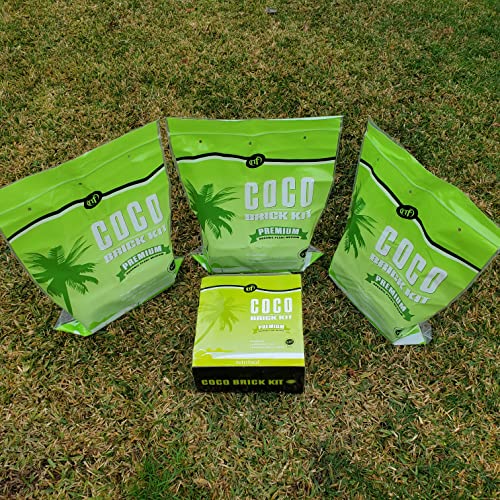 Coco Coir Bricks 5.5 Lbs Pack 3 Coco Bricks RHP Cert pH Balance Buffered Washed Organic Coconut Fiber Soil Compressed Coco Peat Block Indoor Outdoor Plant Flower Vegetable Garden 3 Hydrate/Storage Bag