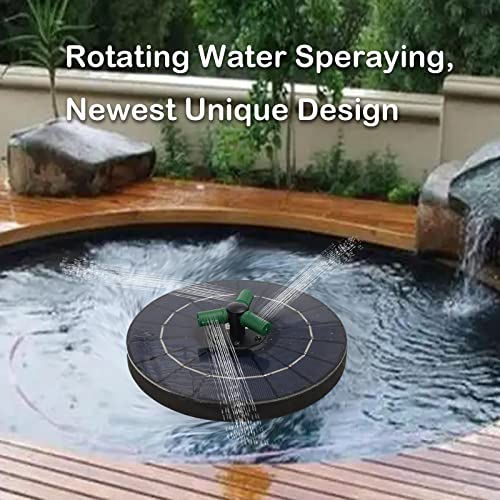 PHIAMOLY 4W Solar Water Foutain with 6 Colorful LED Lights Solar Powered Fountain with 5 Nozzles for Bird Bath, Pond, Pool,Garden, Outdoor