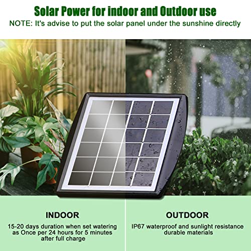 Drip Irrigation Kit - Solar Automatic Plant Self Watering Devices, JIYANG Solar Powered Auto Easy DIY Watering System Supported 15Pots, 6Timing Modes for Plants on The Balcony, in The Plant Bed, and Green House