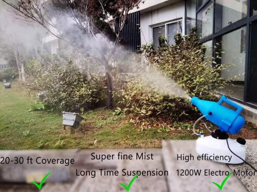 4.5L (1.2 Gallon) Electric ULV Portable Fogger Sprayer Machine Atomizer Mist Cold Fogger Machine Spraying Distance 30ft for Home,Hotel,Church,School,Yard
