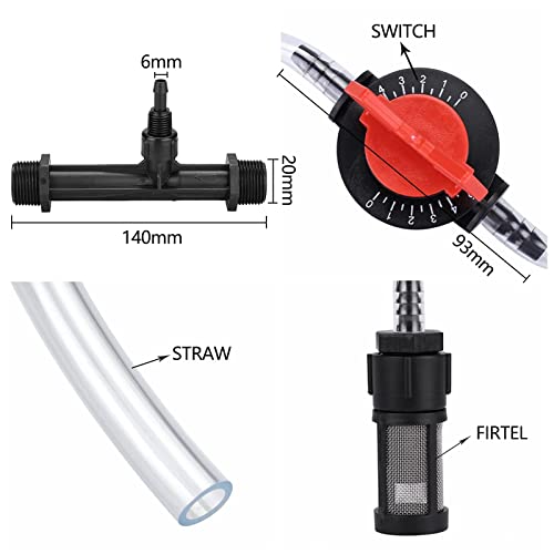 Ciglow Irrigation Venturi Fertilizer Injectors, Garden Irrigation Device Kit G3/4 Fertilizer Injector + Switch + Filter + Water Tube