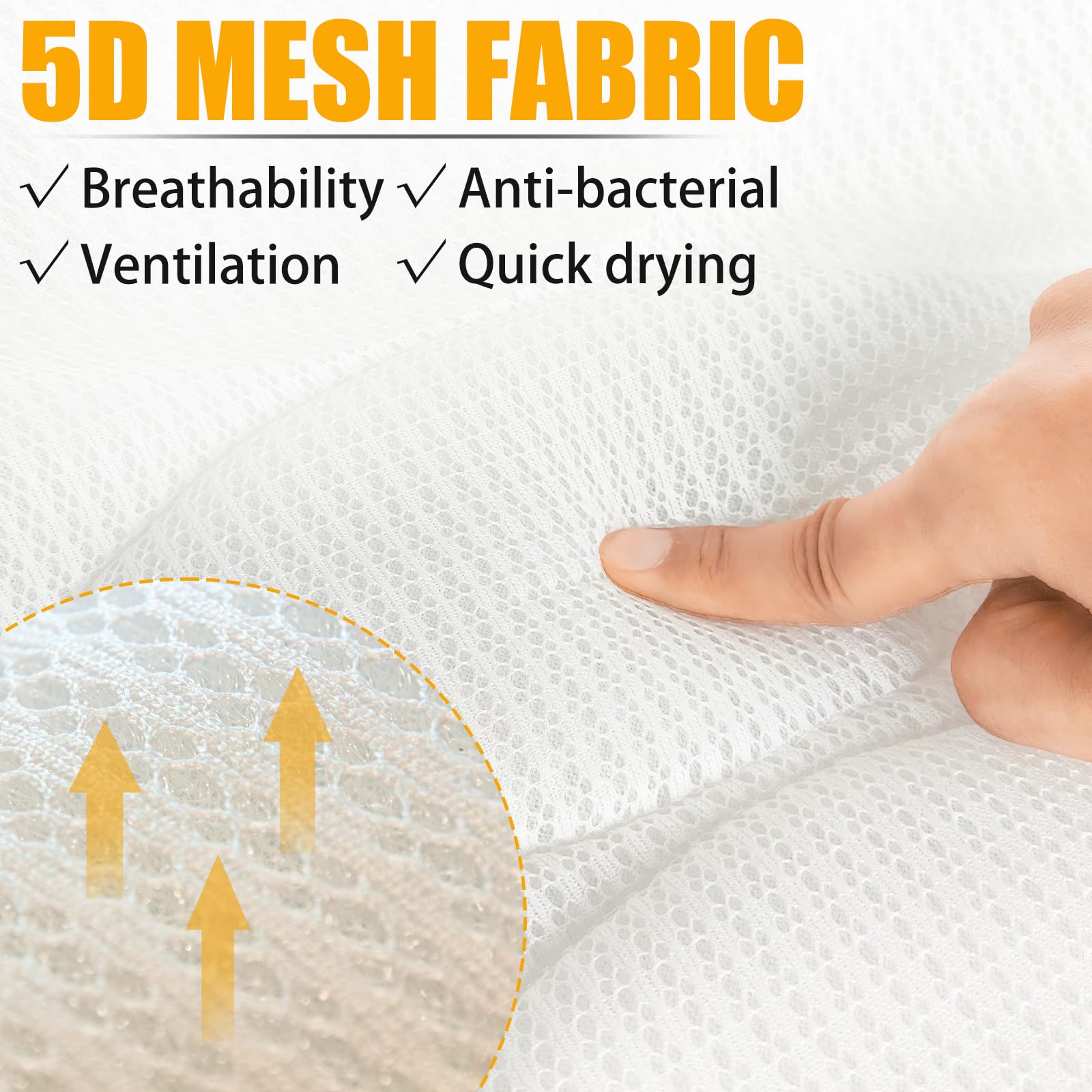POOIKTFY Full Body Bath Pillow(50.79 x 15.75”x 0.9”),5D Air Mesh & Quick Drying, Bath Pillows for tub & 21 Non-Slip Suction Cups, Spa Bathtub Pillow for Head Neck Shoulder Support (White)