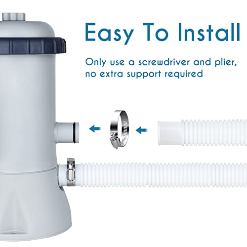 PLULON 3 Pieces Swimming Pool Replacement Hose,1.25Inches Diameter Replacement Hose, Kinkproof PE,Pool Filter Replacement Hose Compatible with filter Pump 330 GPH, 530 GPH, and 1000 GPH