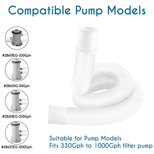 PLULON 3 Pieces Swimming Pool Replacement Hose,1.25Inches Diameter Replacement Hose, Kinkproof PE,Pool Filter Replacement Hose Compatible with filter Pump 330 GPH, 530 GPH, and 1000 GPH
